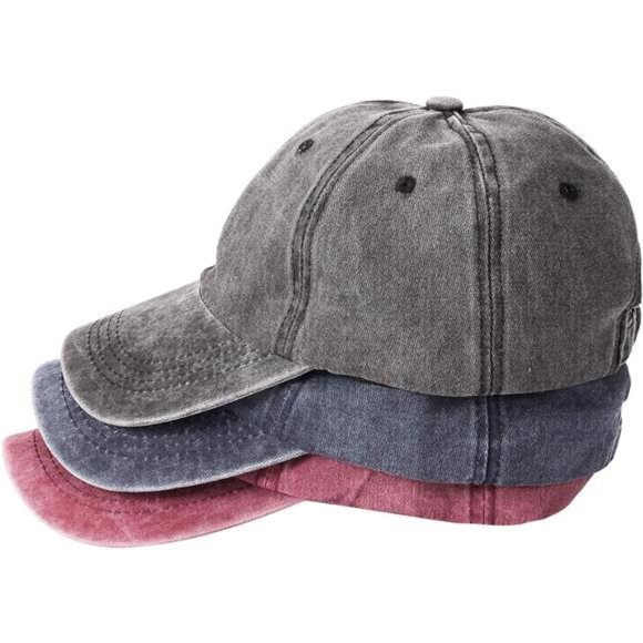 Accessories | 3 Pack Washed Plain Baseball Cap Retro Adjustable Dad ...